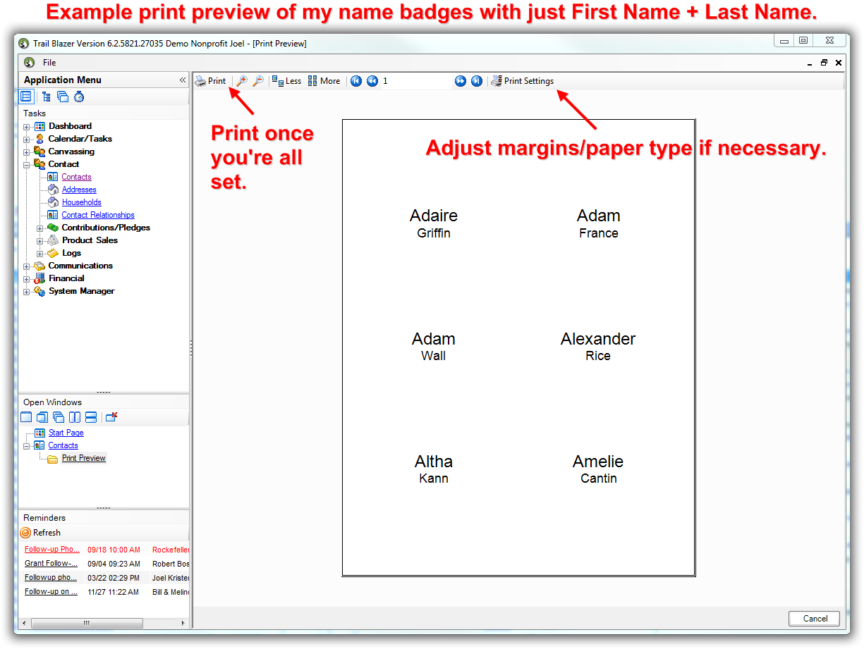 Trail Blazer How To Print Name Badges For Event Registrants Using 